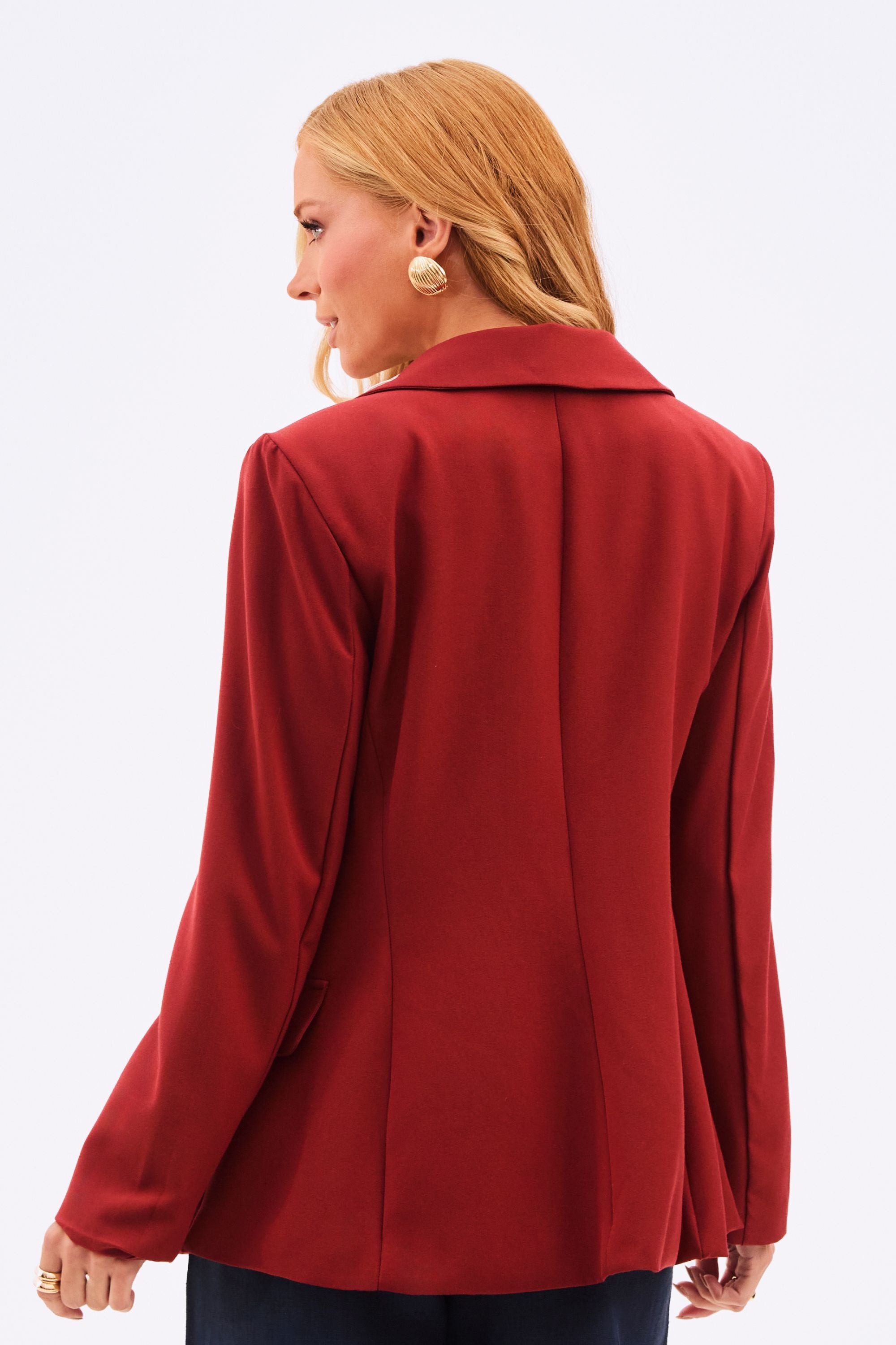 Blazer Feminino de Alfaiataria Estruturado Essence Marsala – Modab