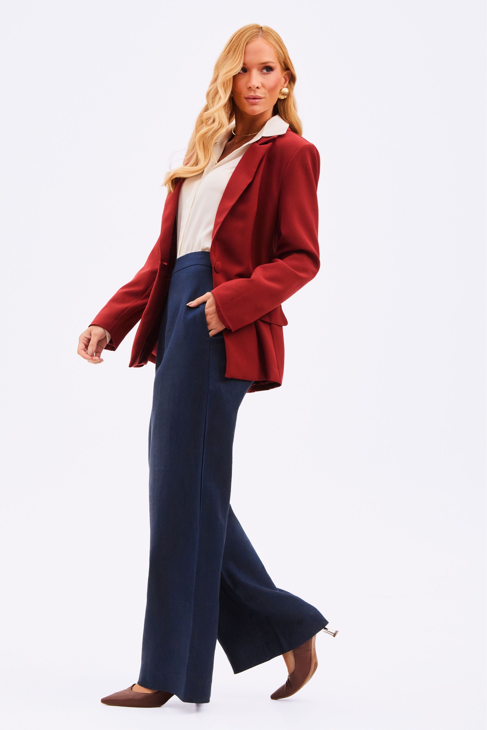 Blazer Feminino de Alfaiataria Estruturado Essence Marsala – Modab